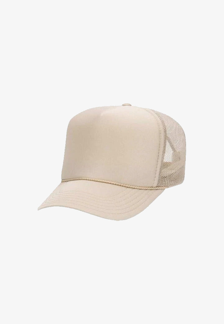 Cream Khaki Trucker Foam Mesh Hat 5 Panel Design – Fresh Blanks